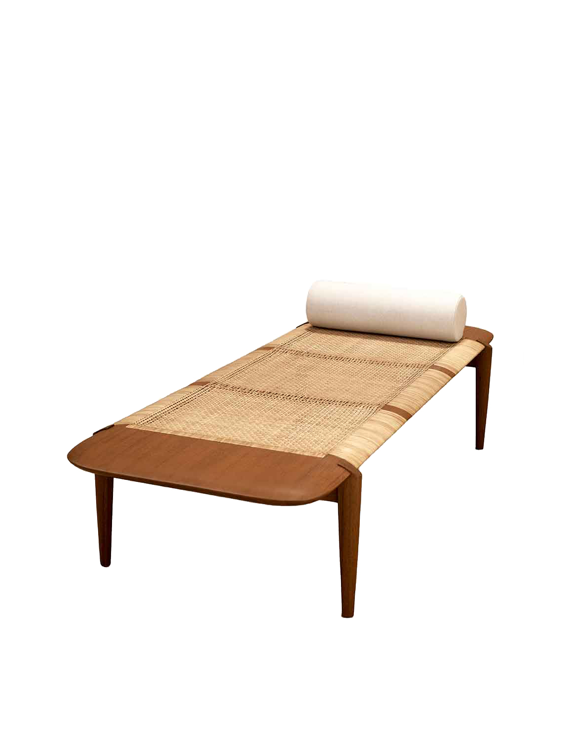 Tangāli Day Bed, Natural Teak / Dark Stained Teak – Wool