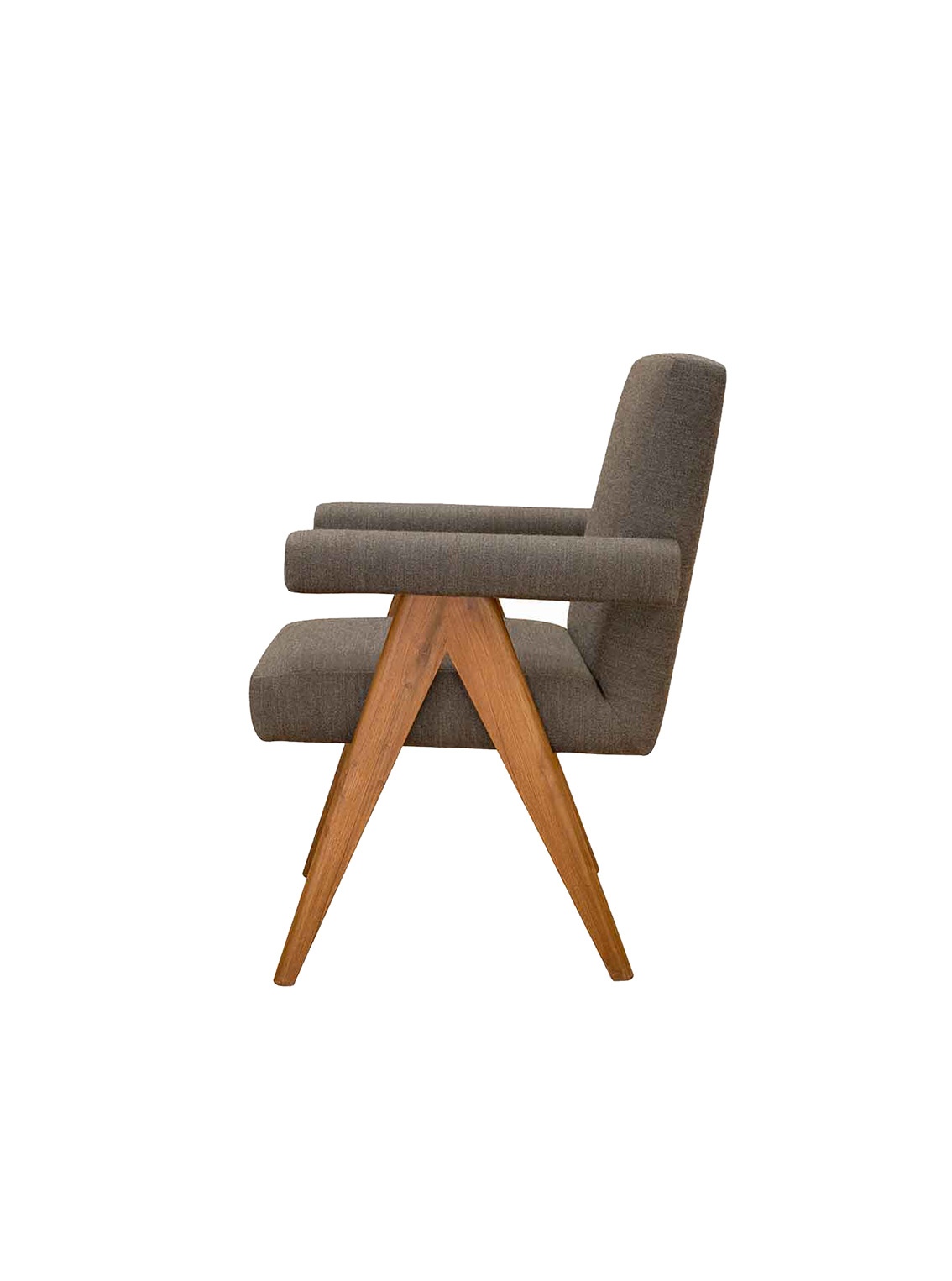 Upholstered Office Chair, Natural Teak / Dark Stained Teak – Wool