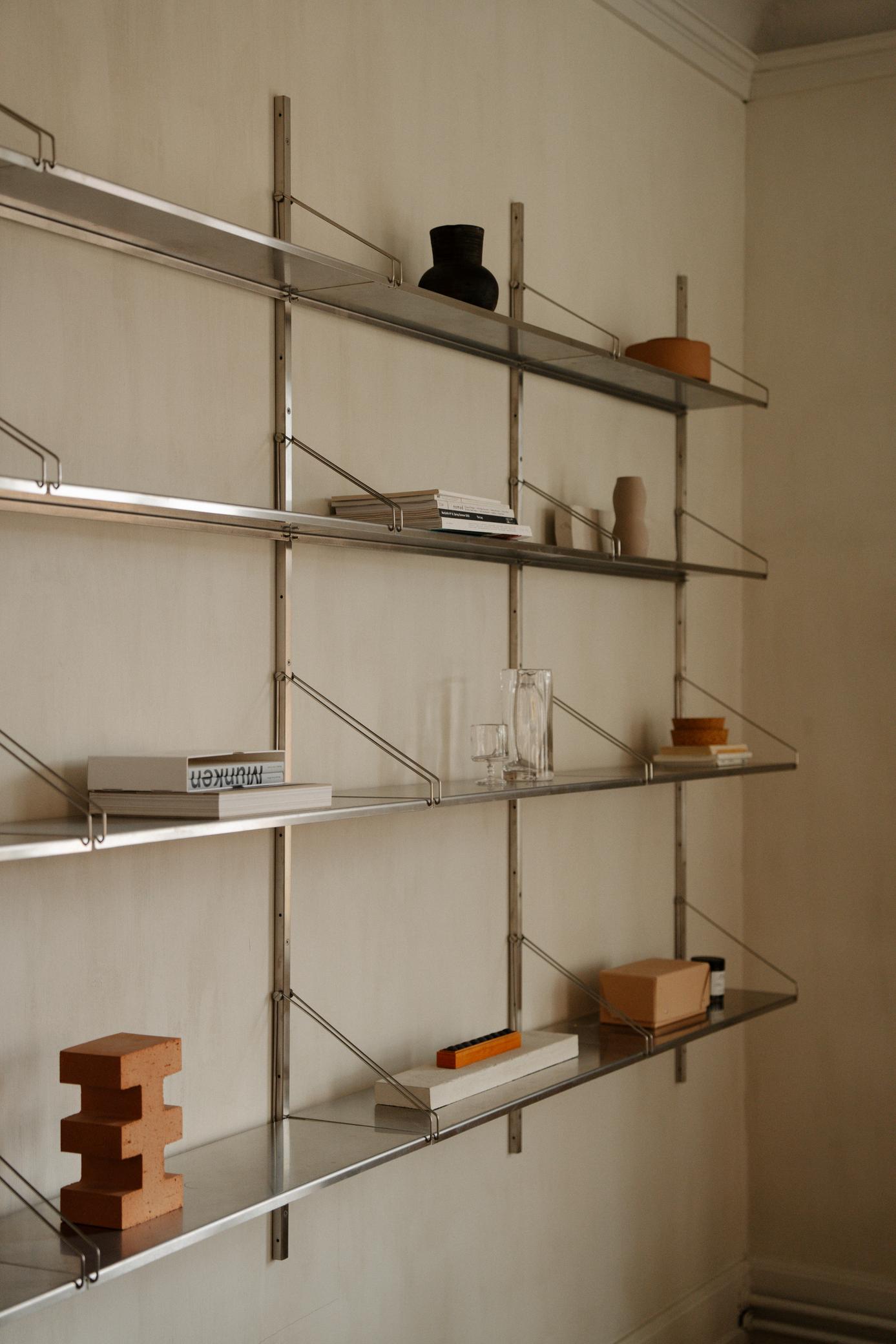 Shelf Library, Triple Section, Stainless Steel, H1084 x W80CM – Wool