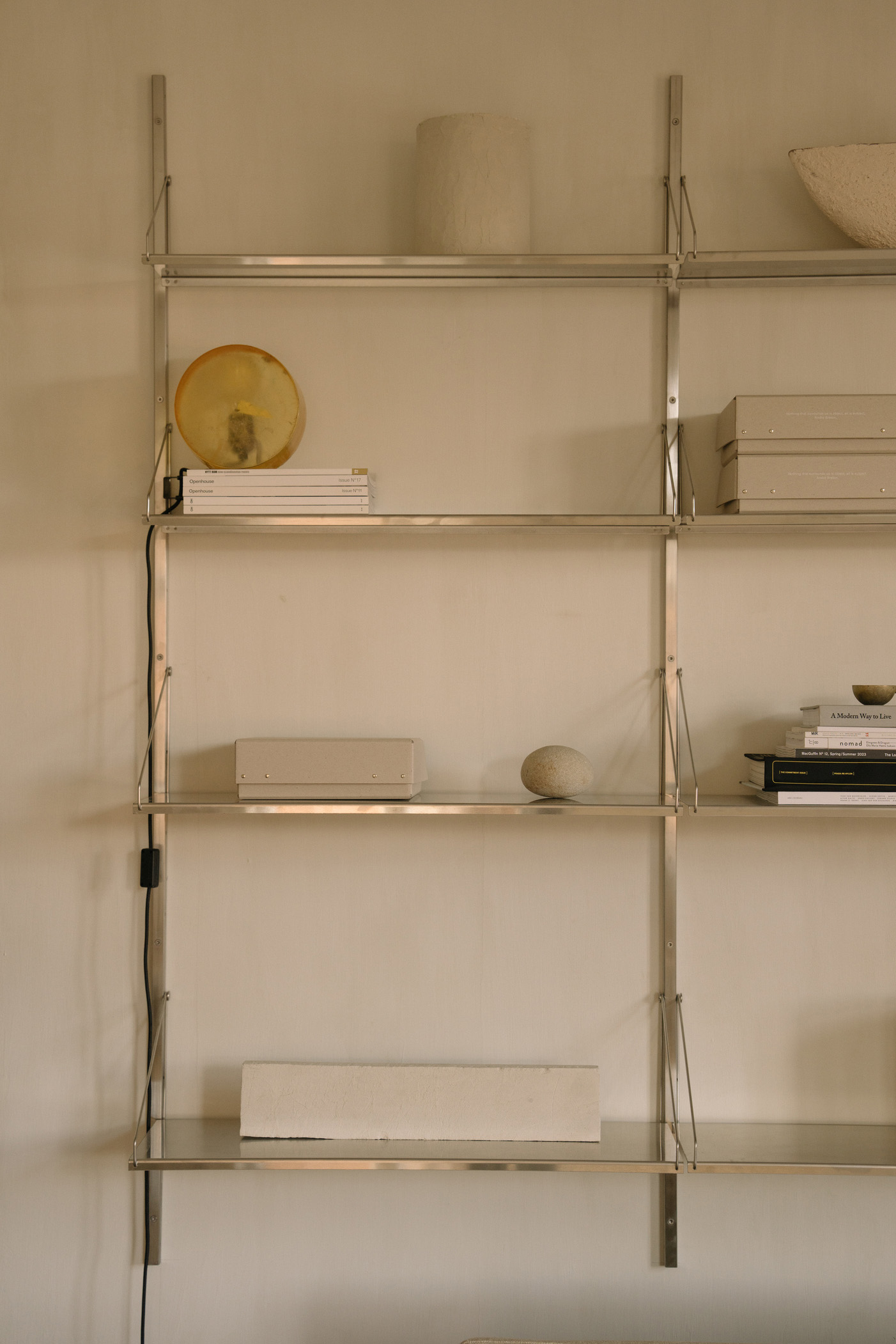 Shelf Library, Triple Section, Stainless Steel, H1084 x W80CM – Wool