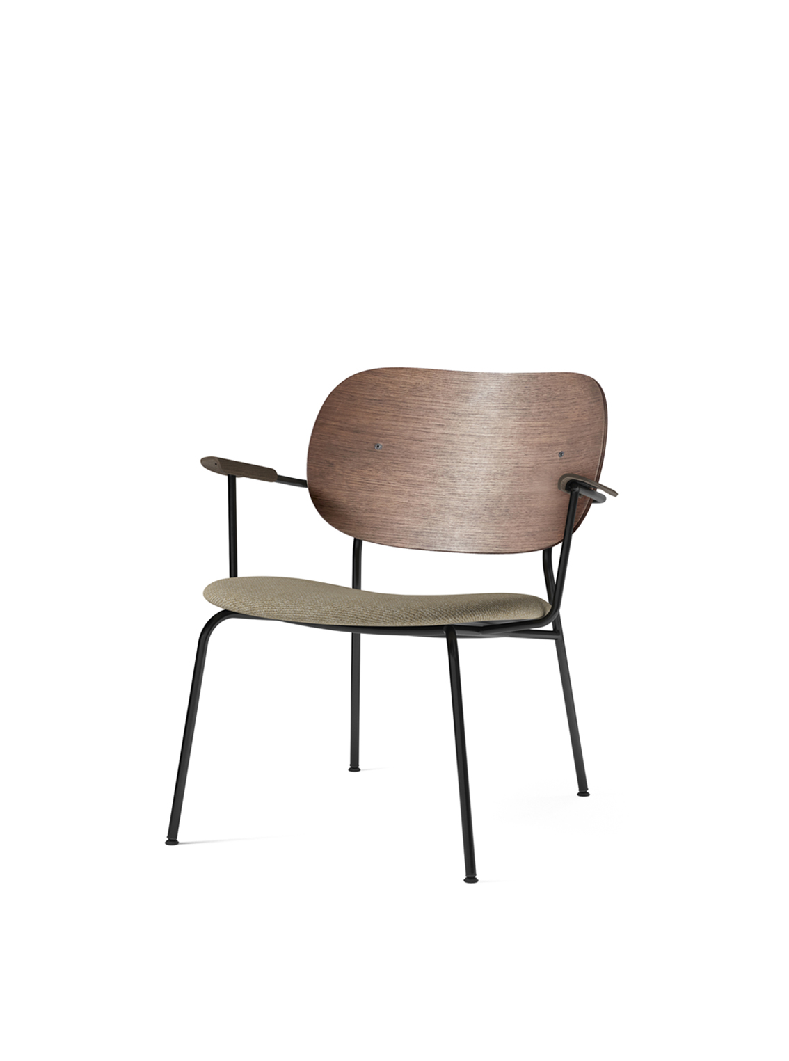 Co Lounge Chair, Upholstered Seat, Dark Stained Oak / Moss019 – Wool