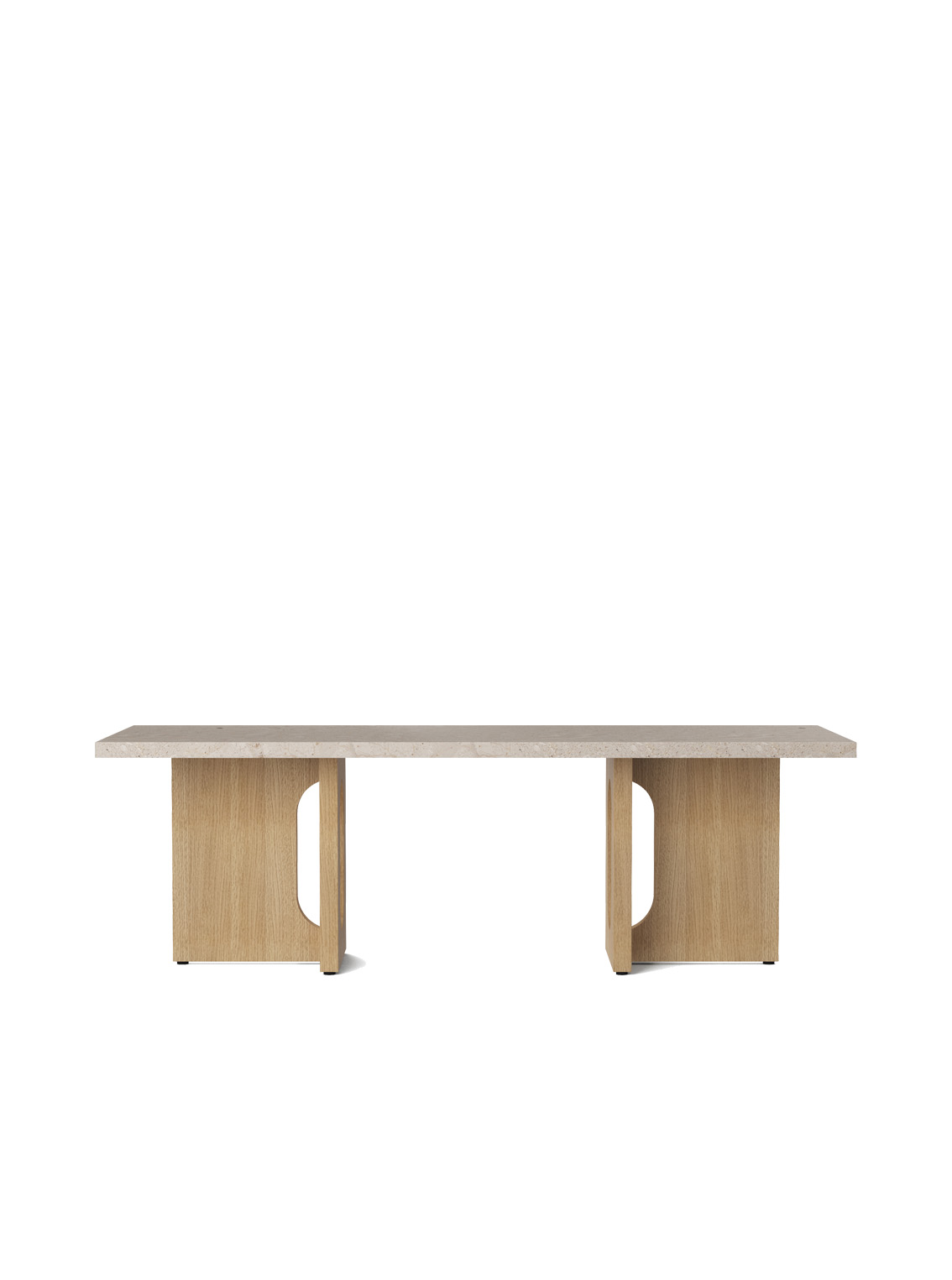 Androgyne Lounge Table, Oak Base, Kunis Breccia Sand Table Top – Wool