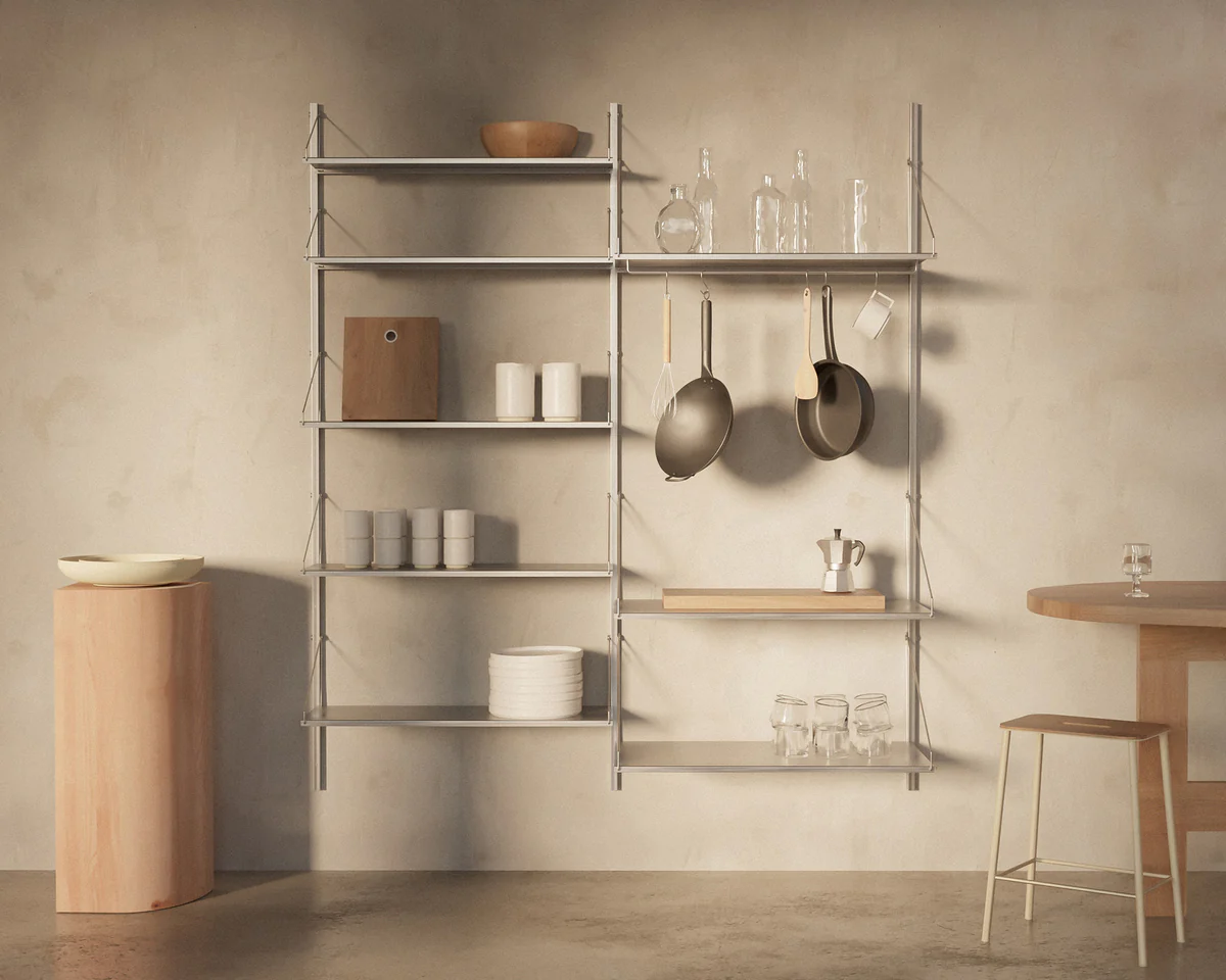 Shelf Library, Double Section, Stainless Steel, H1852 x W80CM – Wool