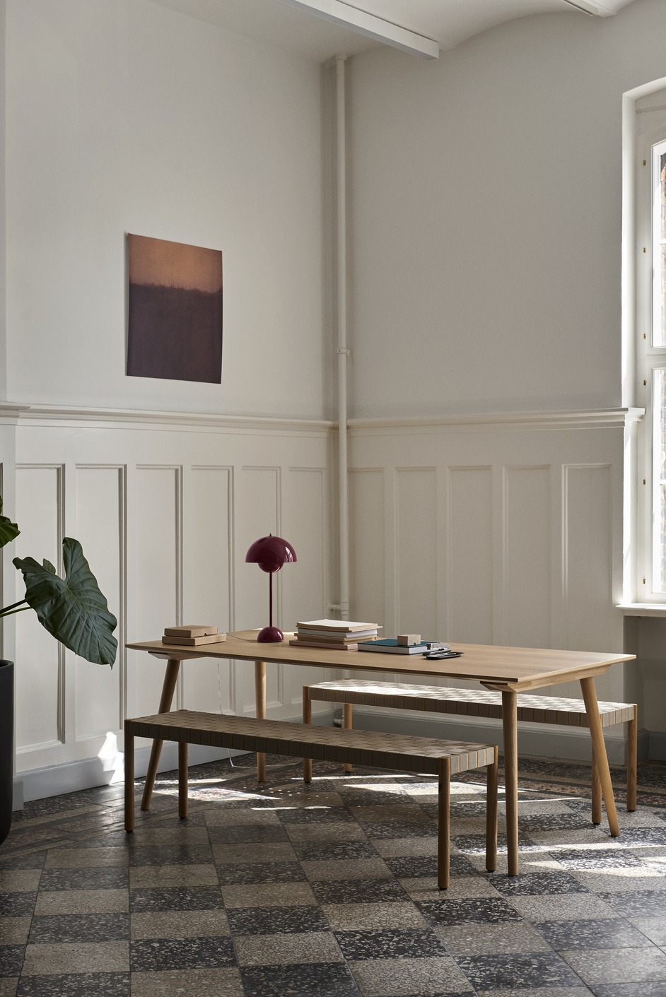 Betty Bench TK5, Large, Oak / Natural Webbing – Wool