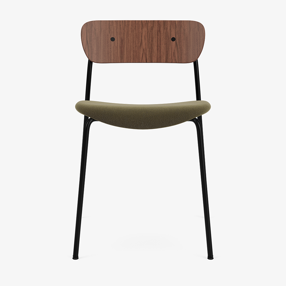 Pavilion Chair AV3, Velvet, Seat Upholstery, Black Base / Walnut – Wool