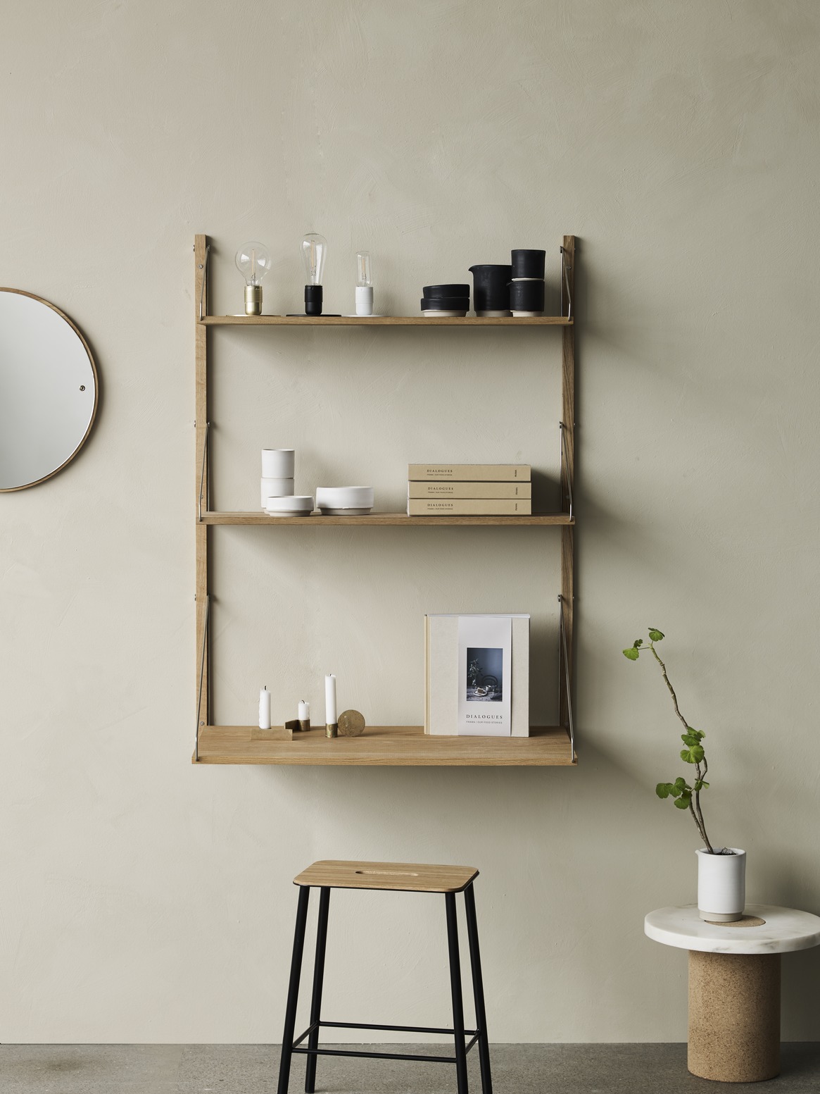 Shelf Library, Desk Section, H1852 x W80CM – Wool