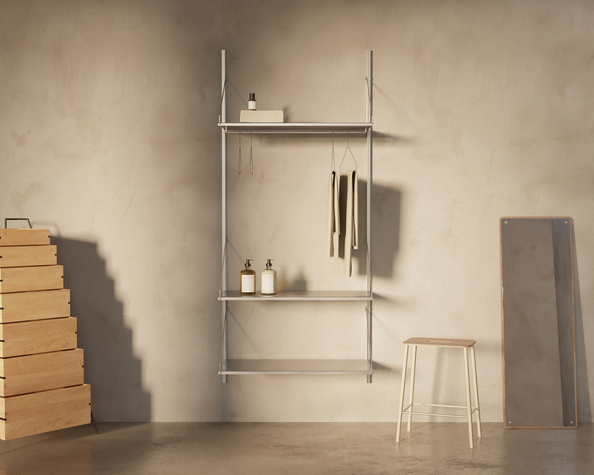 Shelf Library, Hanger Section, Stainless Steel, H1852 x W80CM – Wool