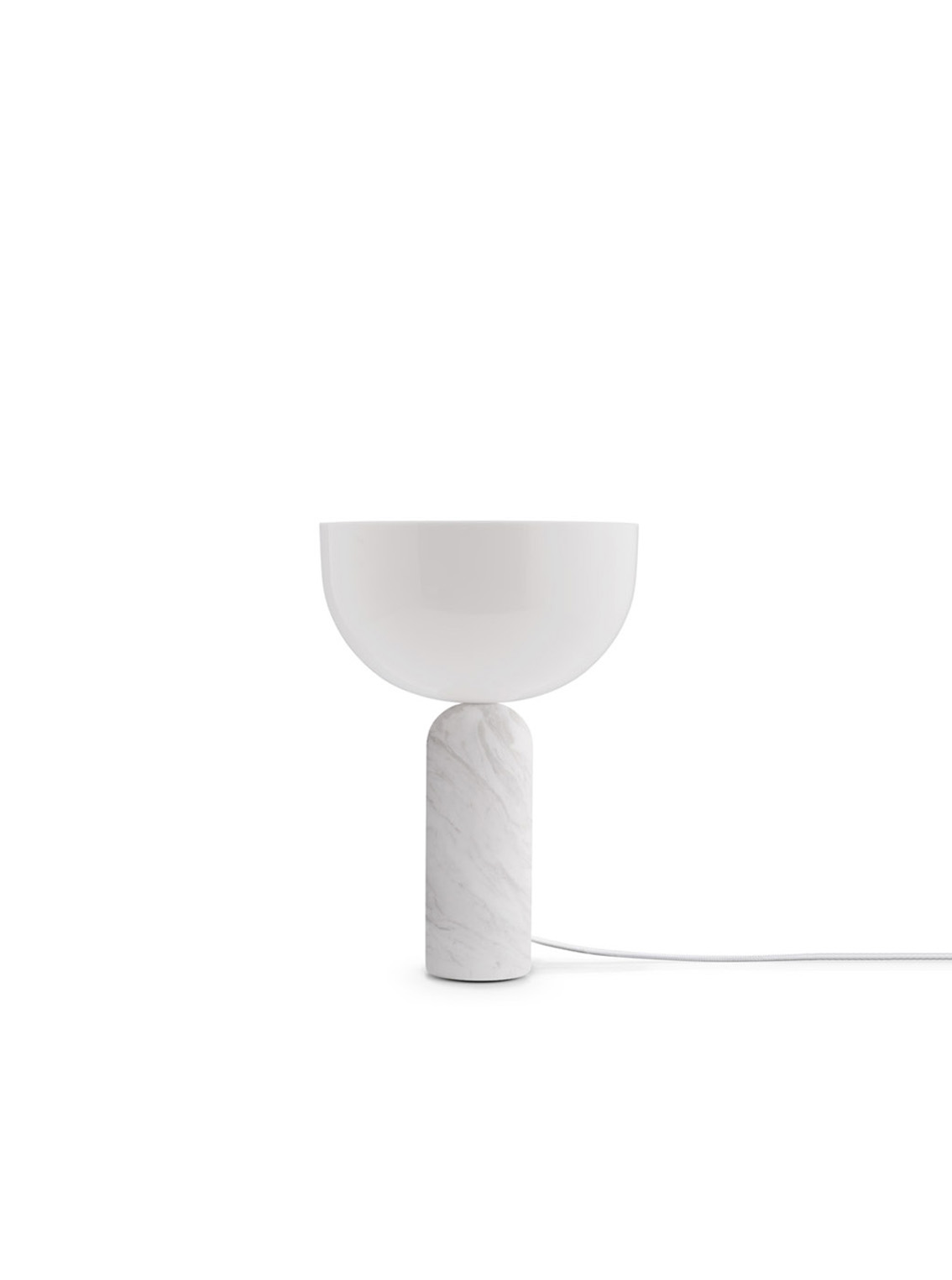Kizu Table Lamp, Small, White Marble with White Acrylic – Wool