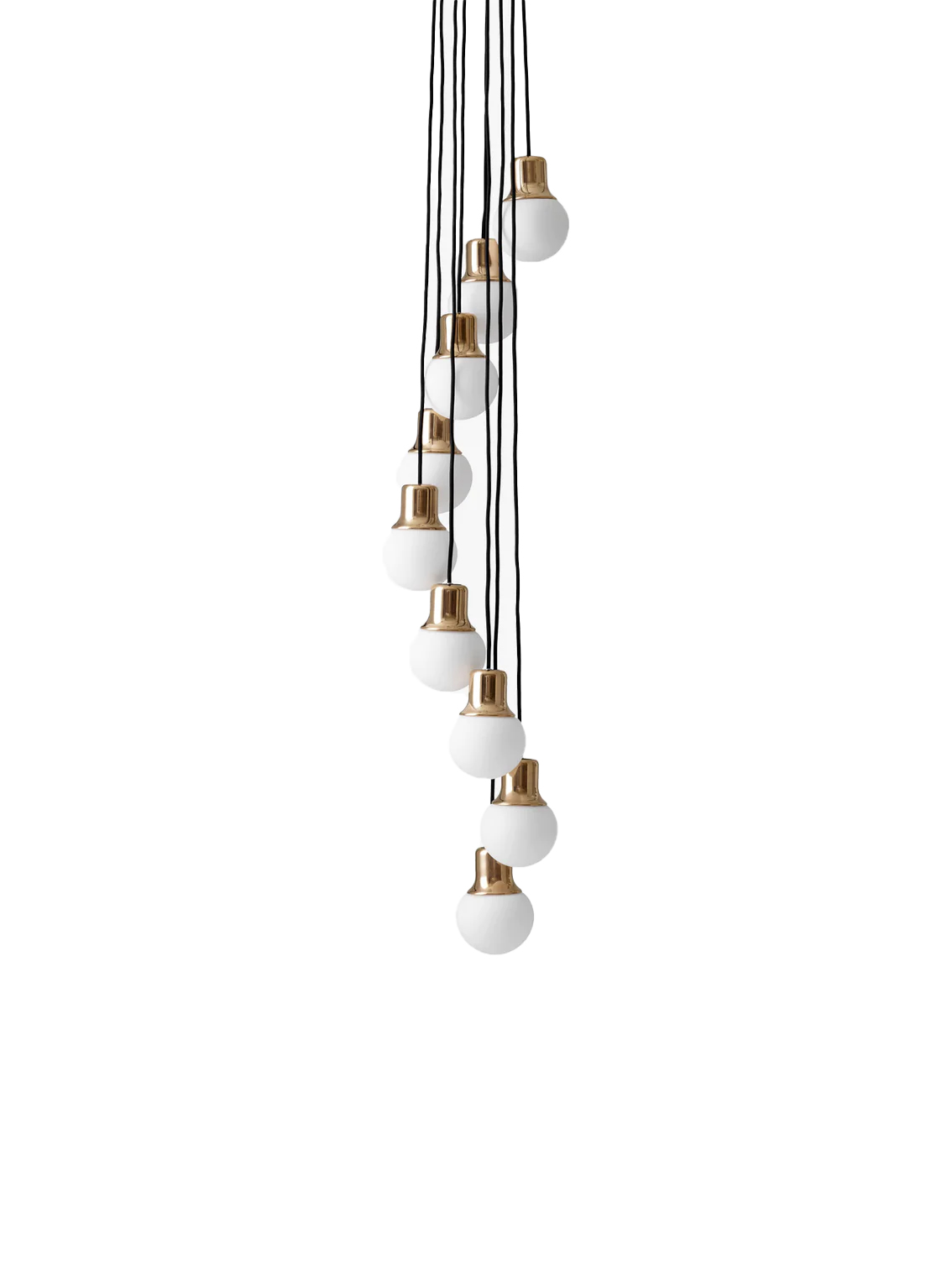 Mass Light Chandelier NA6, 9 Pendants, Brass – Wool