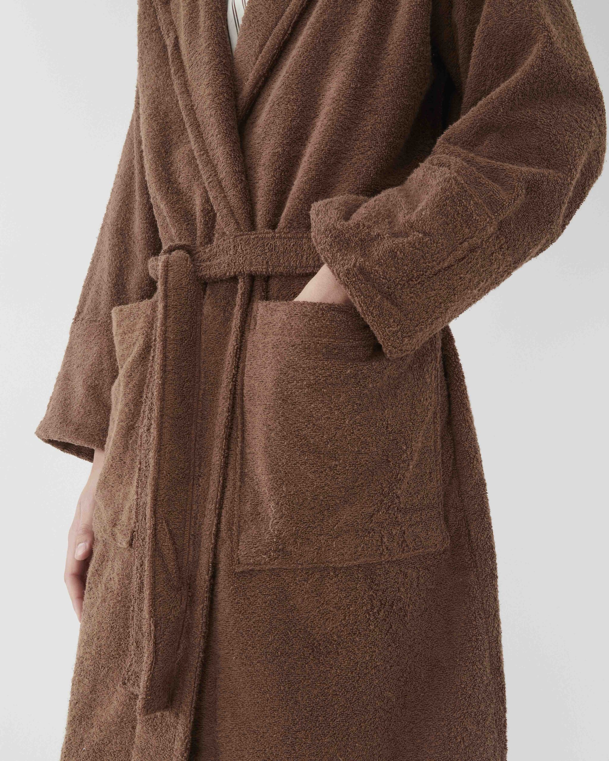 Hooded Bathrobe – Solid, Size 1, Kodiak Brown – Wool