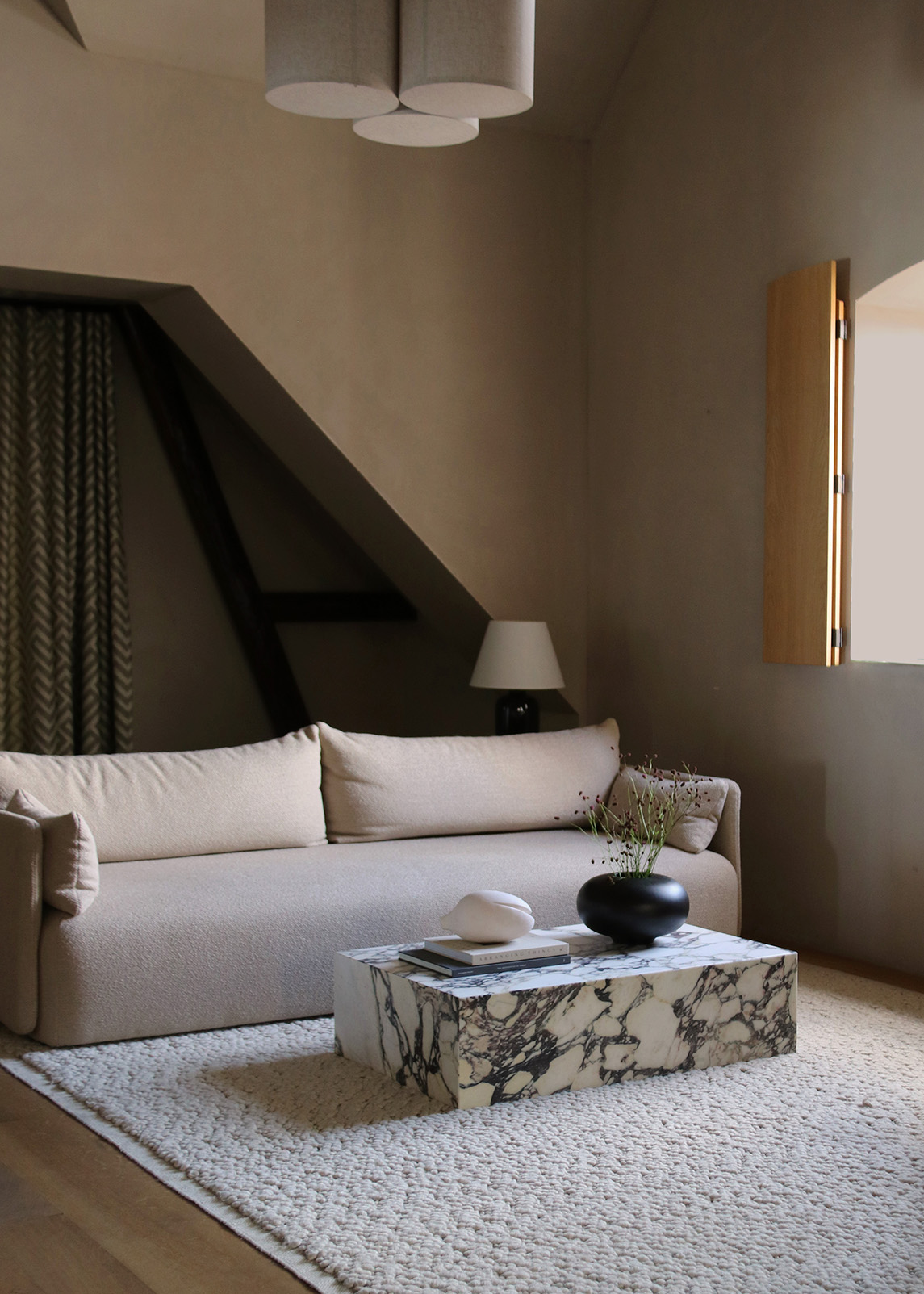 Offset Sofa, 3 Seater, Beige – Wool