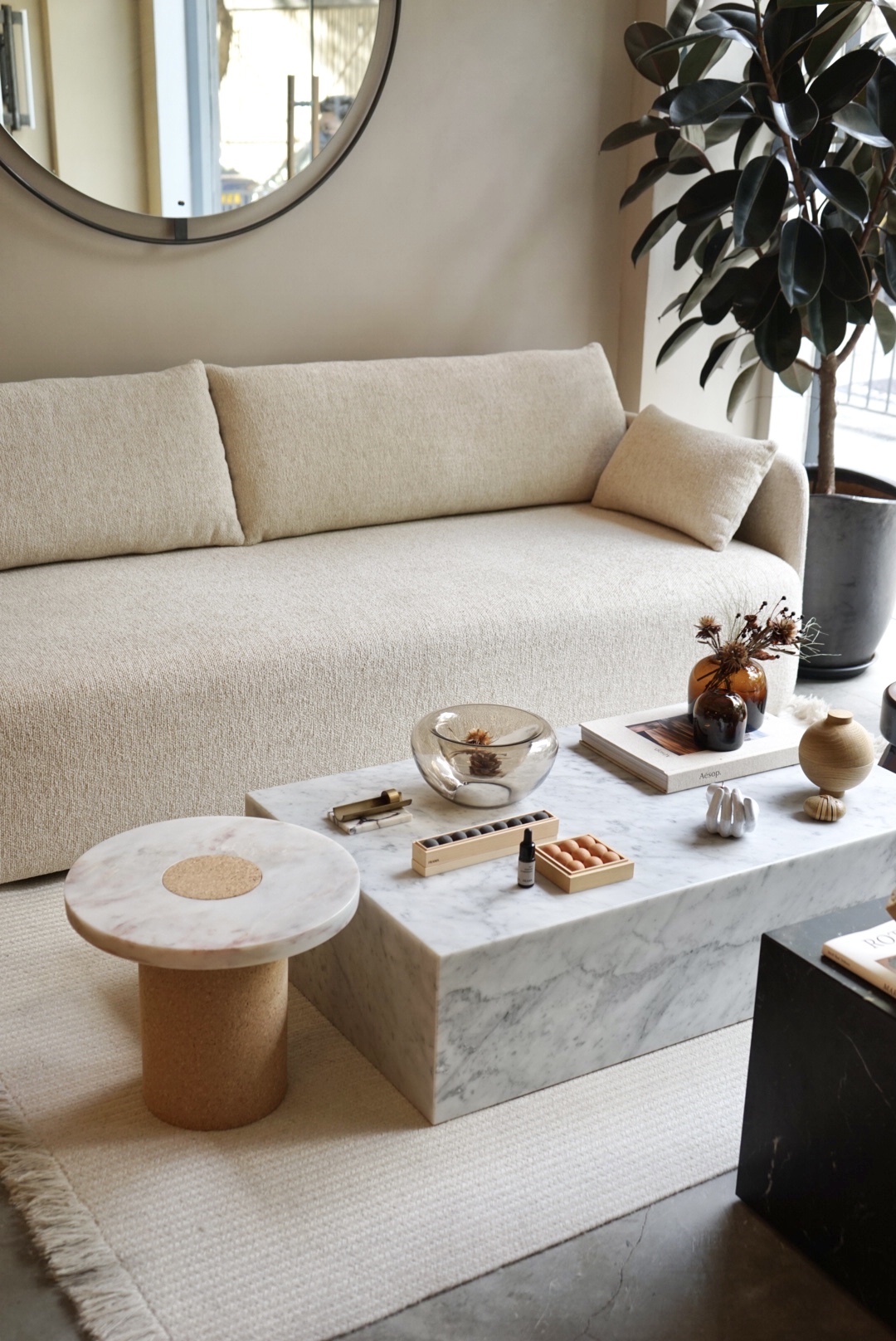 Offset Sofa, 3 Seater, Beige – Wool