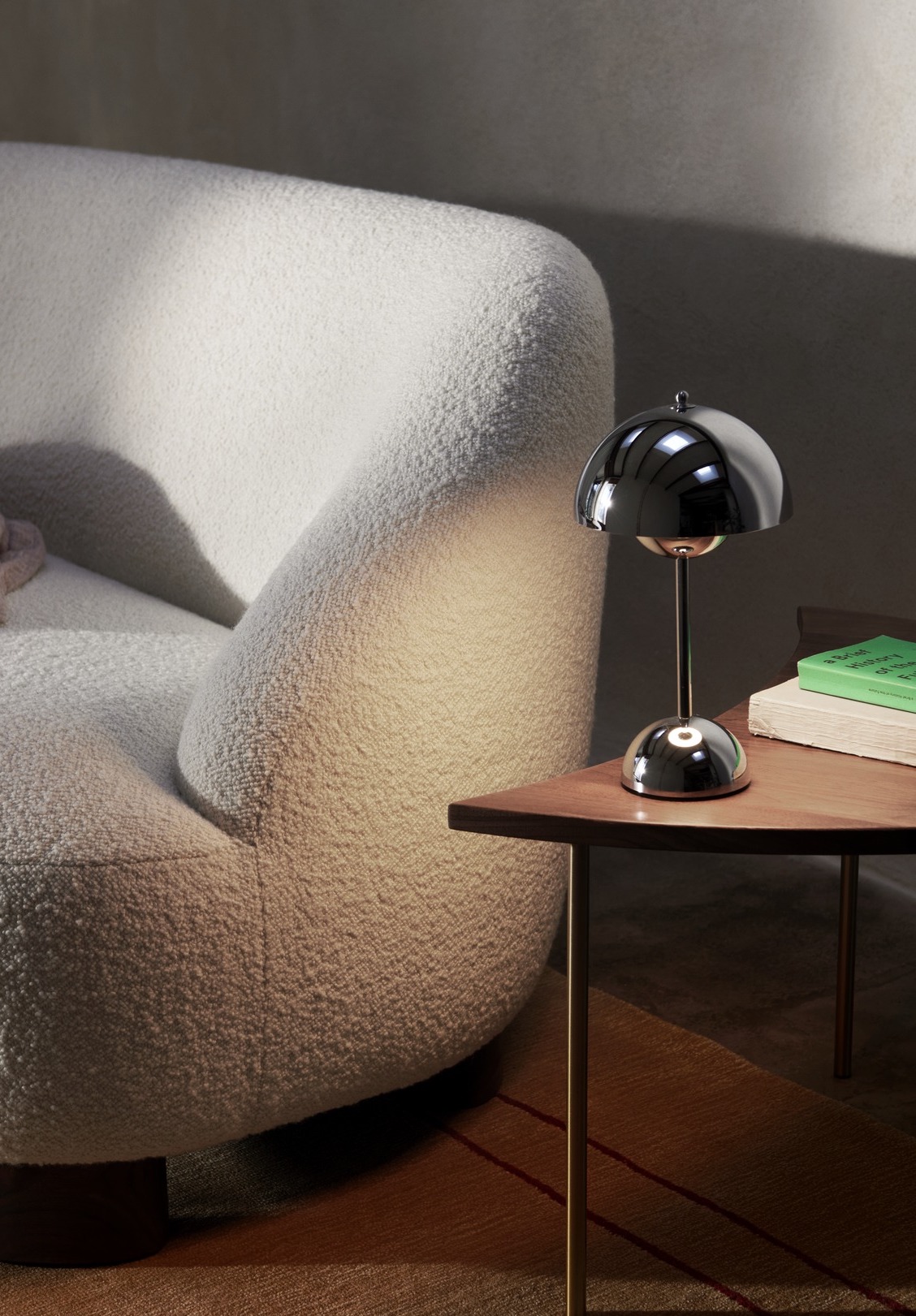 Pinwheel HM7, Walnut / Brass Legs – Wool