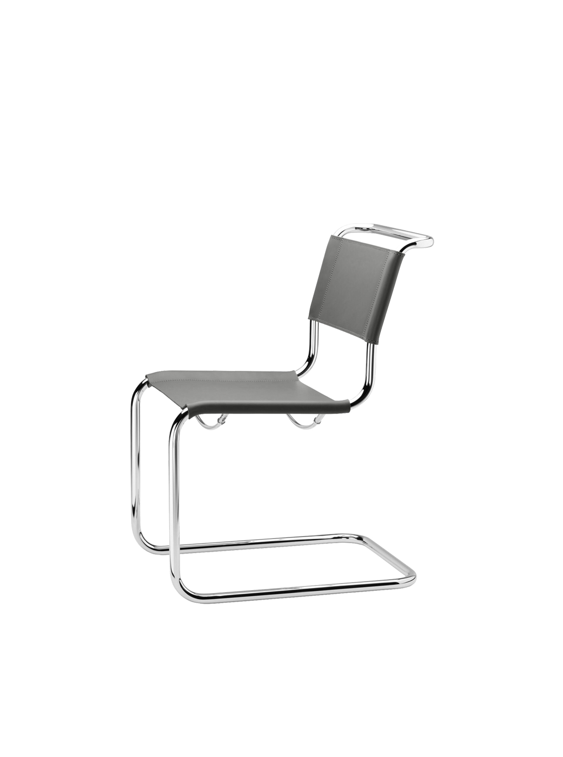 S33 Cantilever Chair, Chrome-plated Frames, Leather Seat/Back – Wool