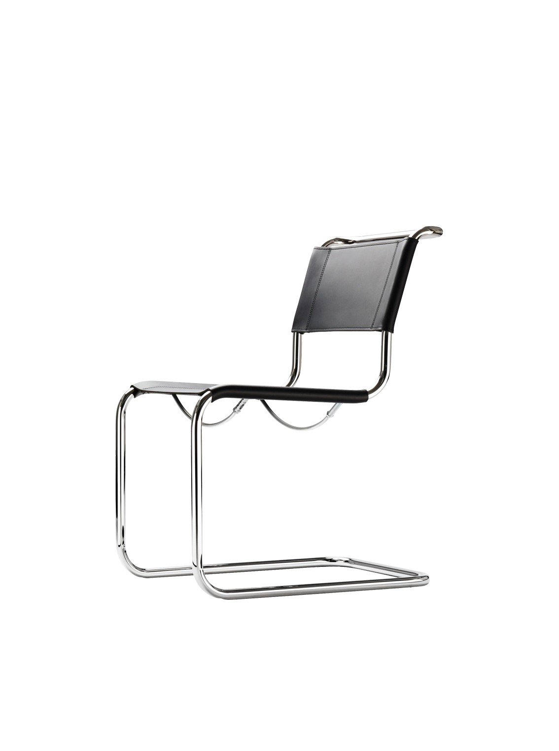 S33 Cantilever Chair, Chrome-plated Frames, Leather Seat/Back – Wool