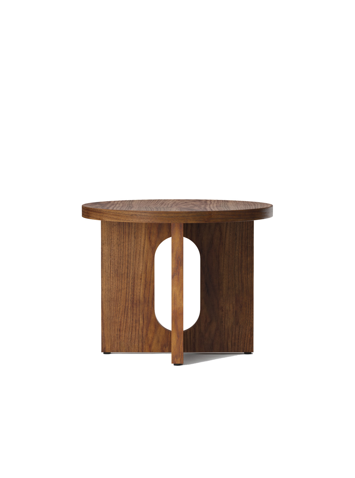 Androgyne Side Table, Dia 50, Walnut Base, Walnut Tabletop – Wool