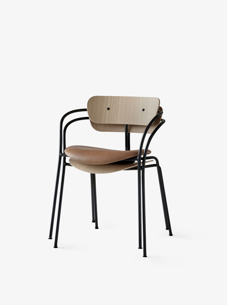 Pavilion Chair AV2, With Armrest, Black Base / Oak – Wool