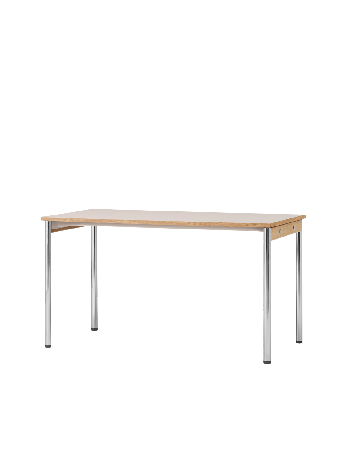 Co Table, 140×70 cm, Chrome Steel / Creme Laminate – Wool