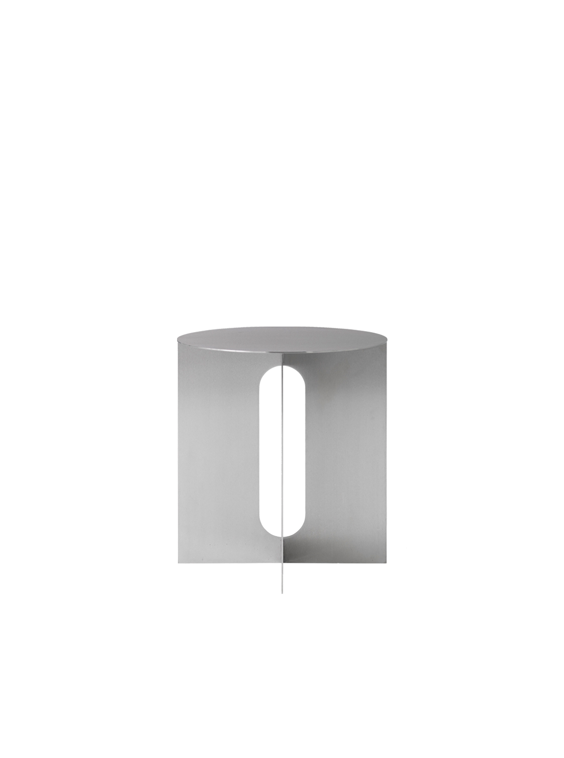 Androgyne Side Table, Brushed Steel Base – Wool