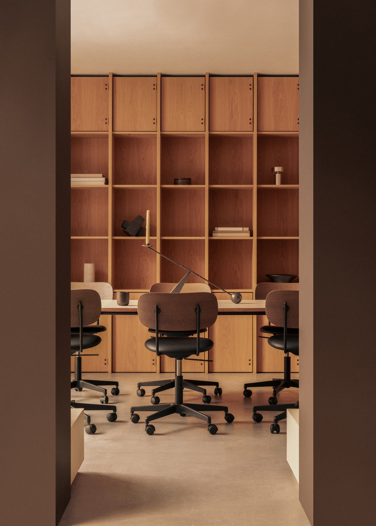 Co Table, 240×100 cm, Black Steel / Terra Laminate – Wool