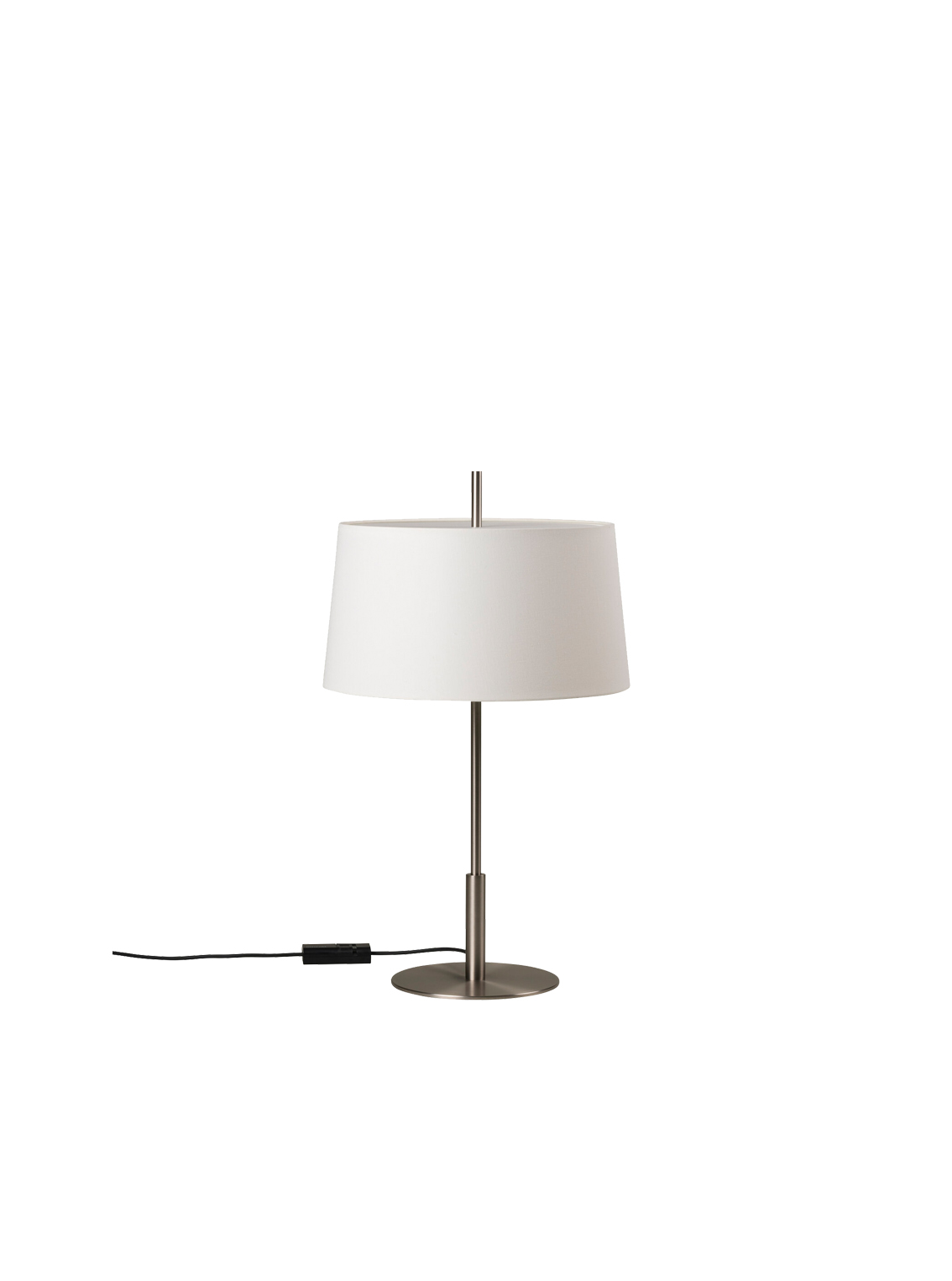 Diana Table Lamp, Satin Nickel Structure/White Linen Lampshade – Wool