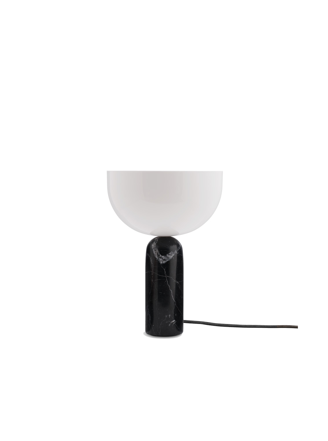 Kizu Table Lamp, Small, Black Marble with White Acrylic – Wool