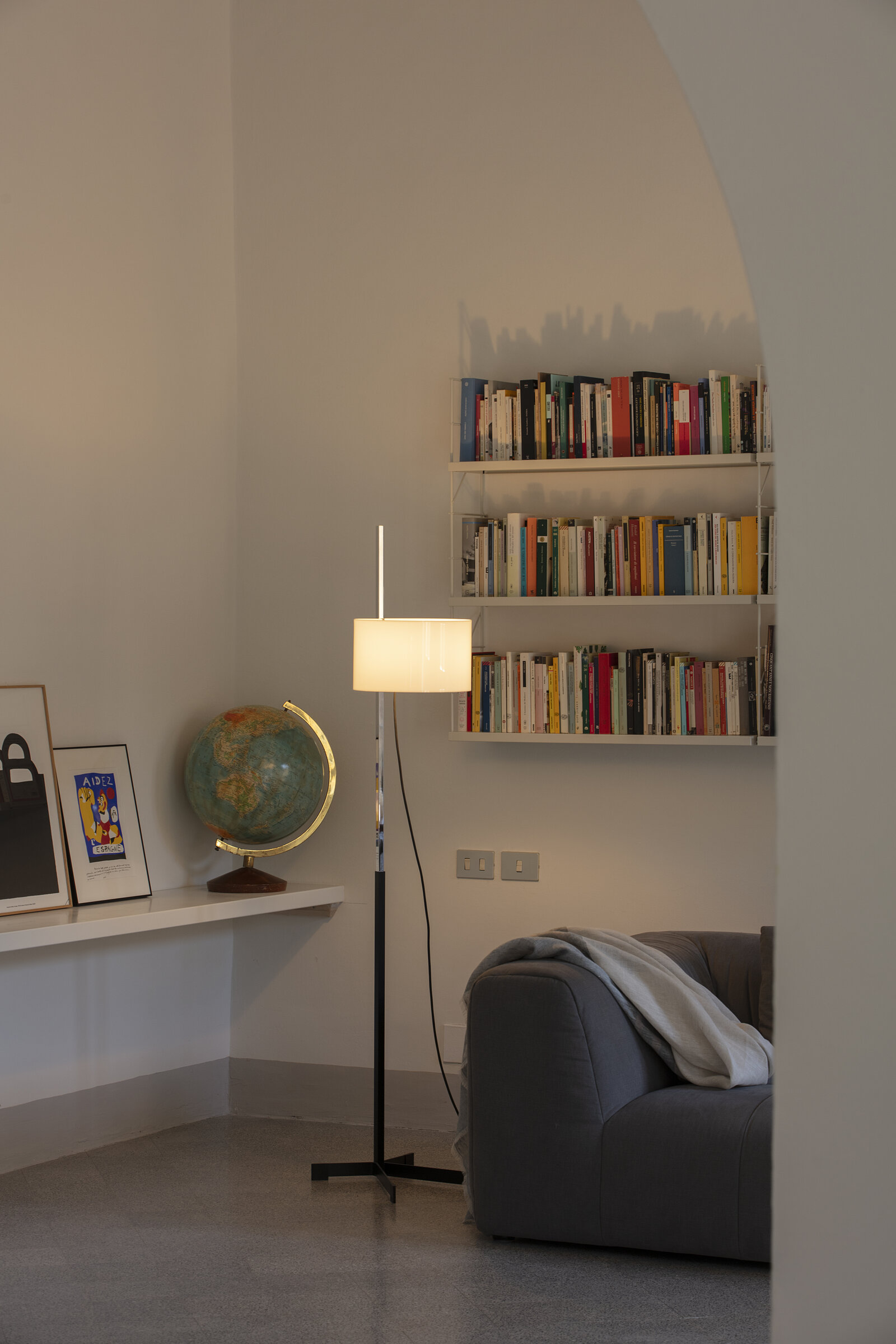 TMC Floor Lamp, Two-Part Metal Structure/White Methacrylate Lampshade ...