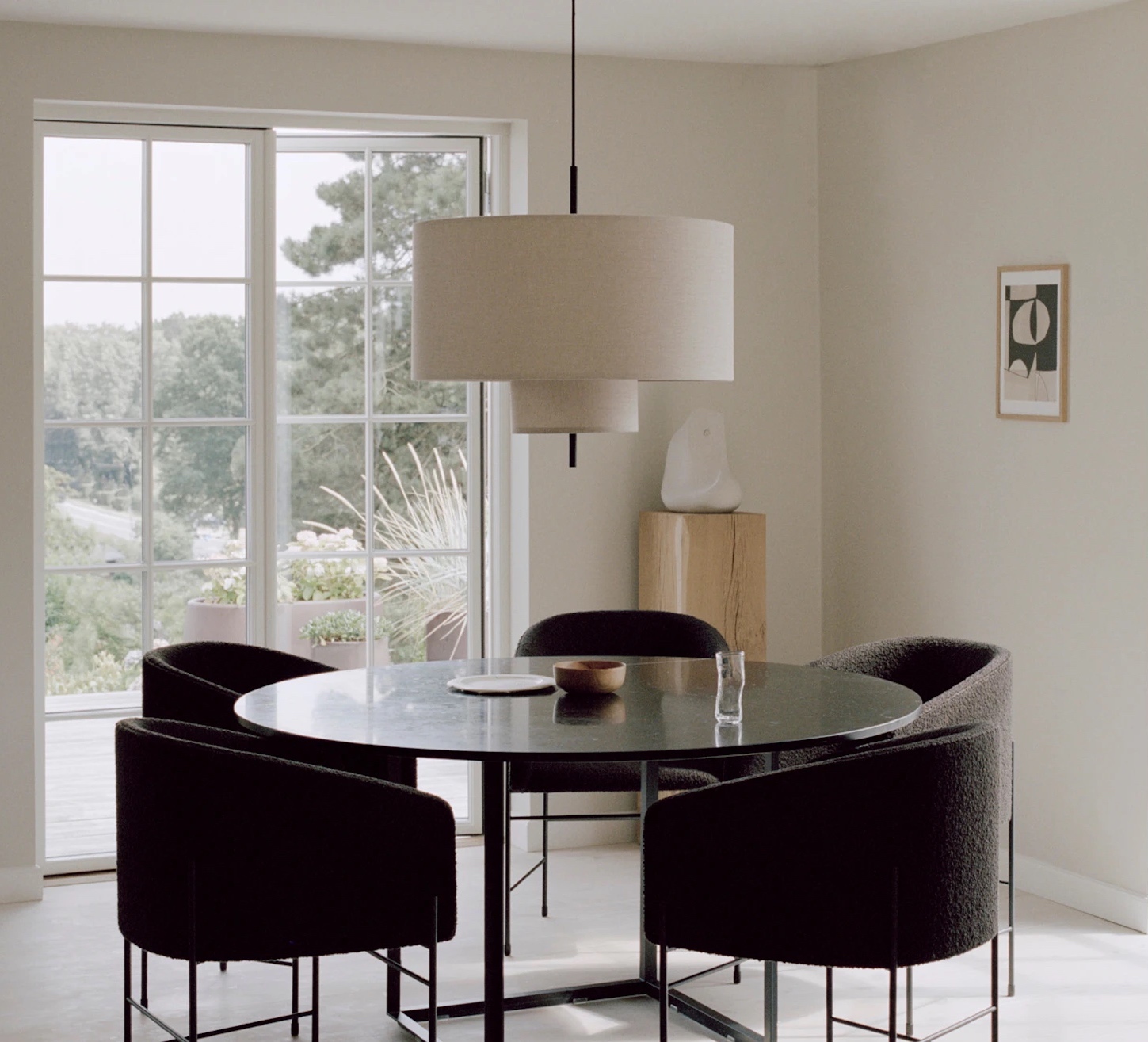 Margin Pendant Lamp, Beige with Black Fitting – Wool