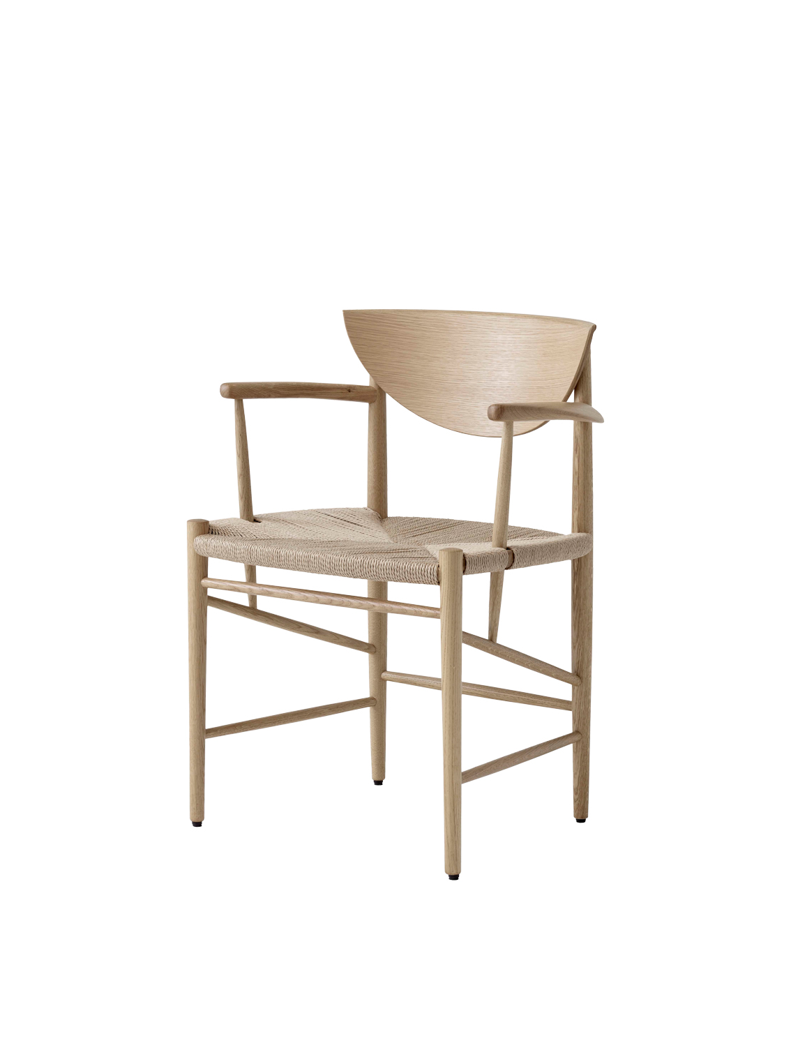 Drawn HM4, With Armrest, Natural Paper Cord / Oiled Oak – Wool