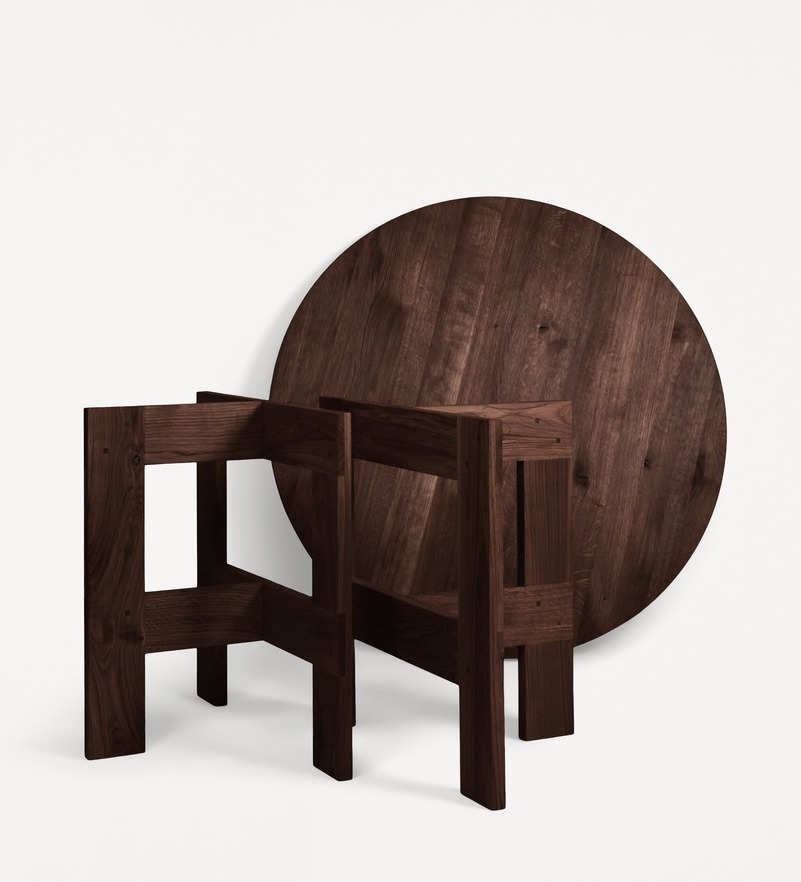 Farmhouse Trestle Table, Dia 120, Dark Oak – Wool