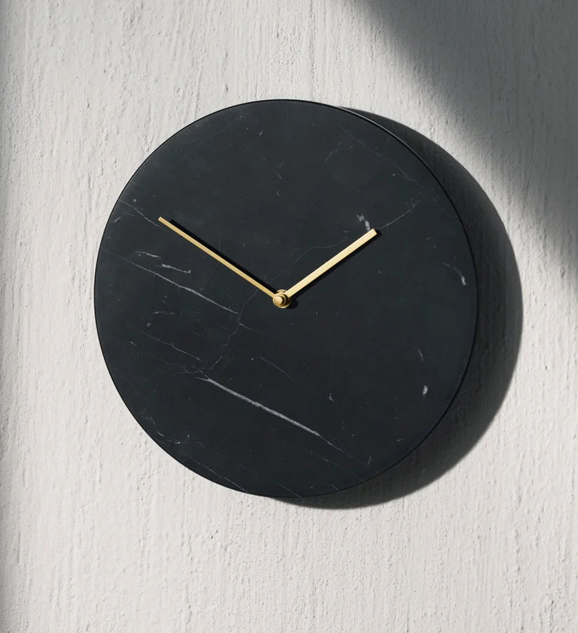 Norm Marble Wall Clock, Black – Wool