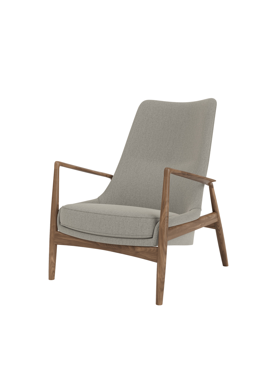 The Seal Lounge Chair, High Back, Walnut Base – Wool