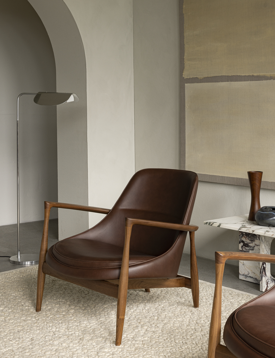Elizabeth Lounge Chair, Walnut Base – Wool