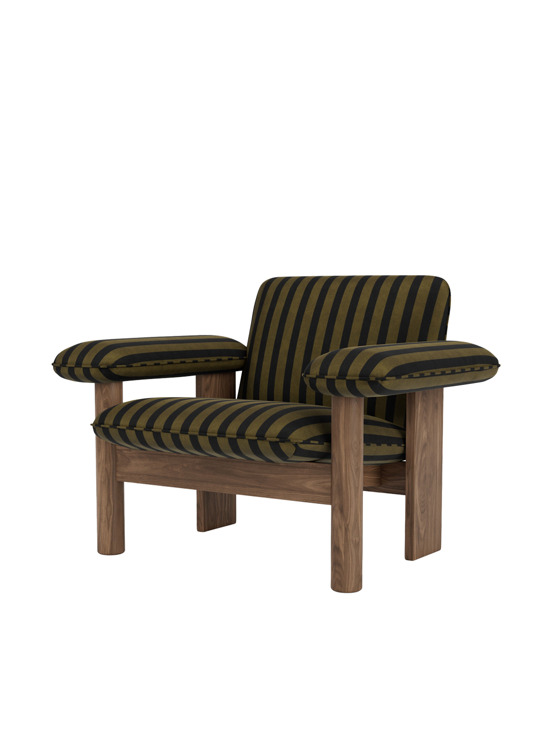 Brasilia Lounge Chair, Low Back, Walnut Base, Cabanon Soft – Wool