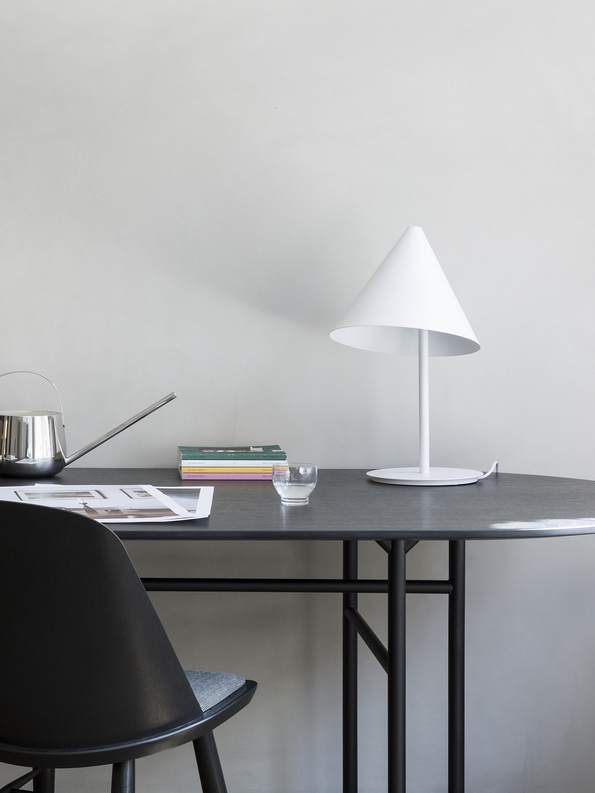 Conic Table Lamp, White – Wool