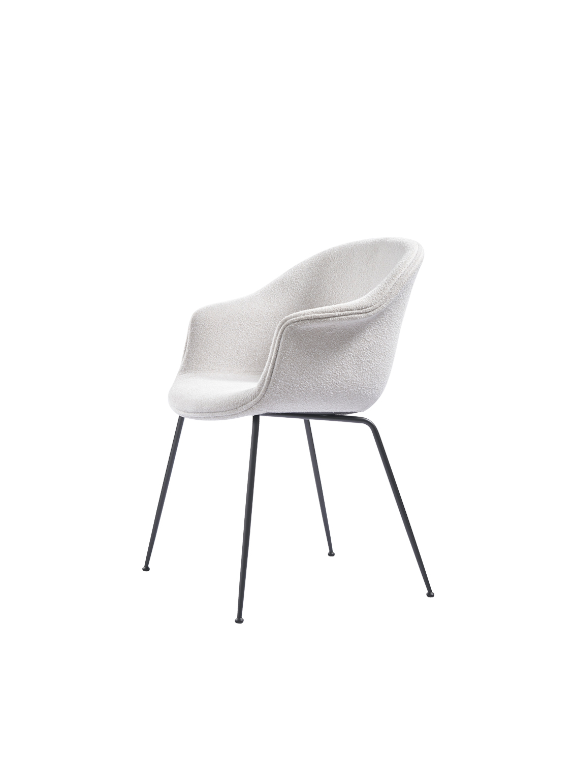 Bat Dining Chair, Fully Upholstered, Black Matt Conic Base – Wool