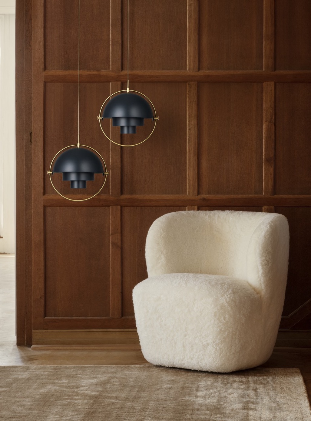 Multi-Lite Pendant, Small, Brass Base – Wool