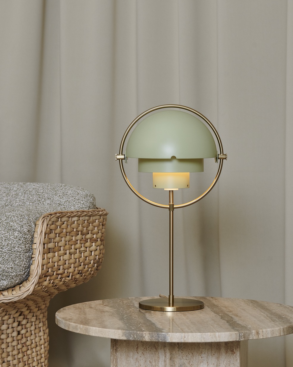 Multi-Lite Table Lamp, Brass Base – Wool